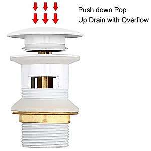 Stainless Steel Basin Sink Drain Stopper Up Drain with Overflow Slotted Washbasin Sink Plug Vanity Sink Waste Drainer (A)