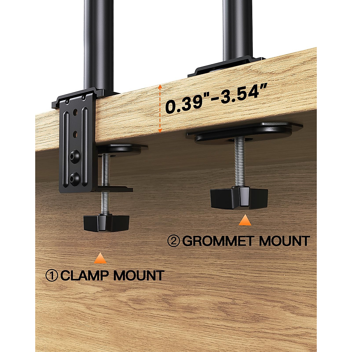 Ergear Monitor Mount for Most 13-32" Computer Screens up to 17.6lbs, Improved LCD LED Monitor Riser, Adjustable Height and Angle, Single Desk Mount Stand, Black, EGCM12