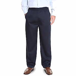 Pembrook Mens Elastic Waist Pants for Seniors | Navy Mens Elastic Waist Dress Pants | Loose Fit Adaptive Pull on Jeans for Men