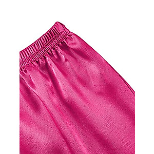 Remidoo Women's Satin Pajamas Short Sleeve Button Down Shirt with Shorts Set 2 Piece Sleepwear Solid Hot Pink X-Large