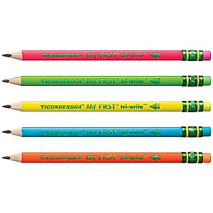 Ticonderoga My First Tri-Write Wood-Cased Pencils, Neon Colors, 12 Count (X13012)