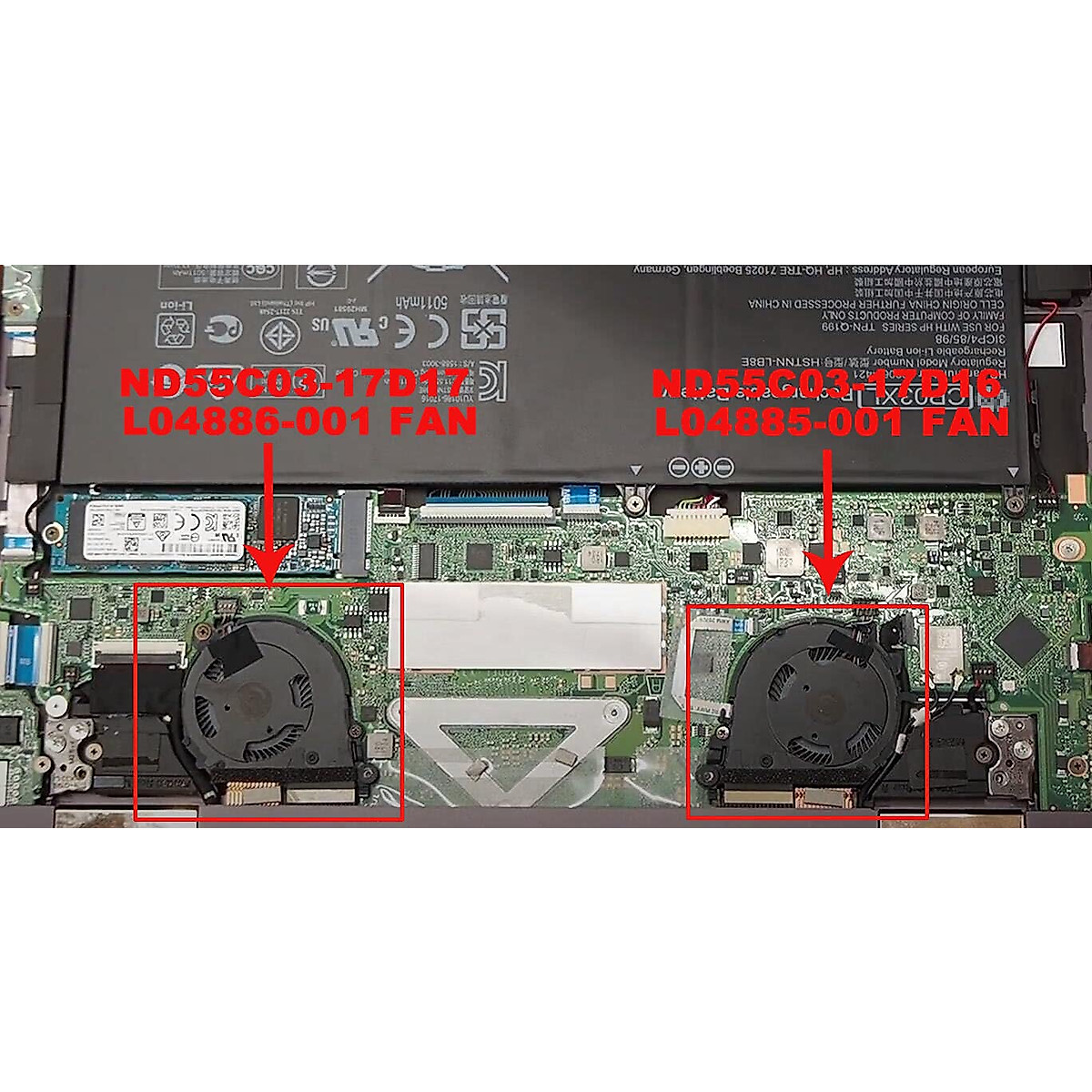 Genuine CPU Cooling Fan for HP 13" Spectre X360 13-AE 13-AE000 13t-ae000 L04885-001 L04886-001 ND55C03-17D17 ND55C03-17D16