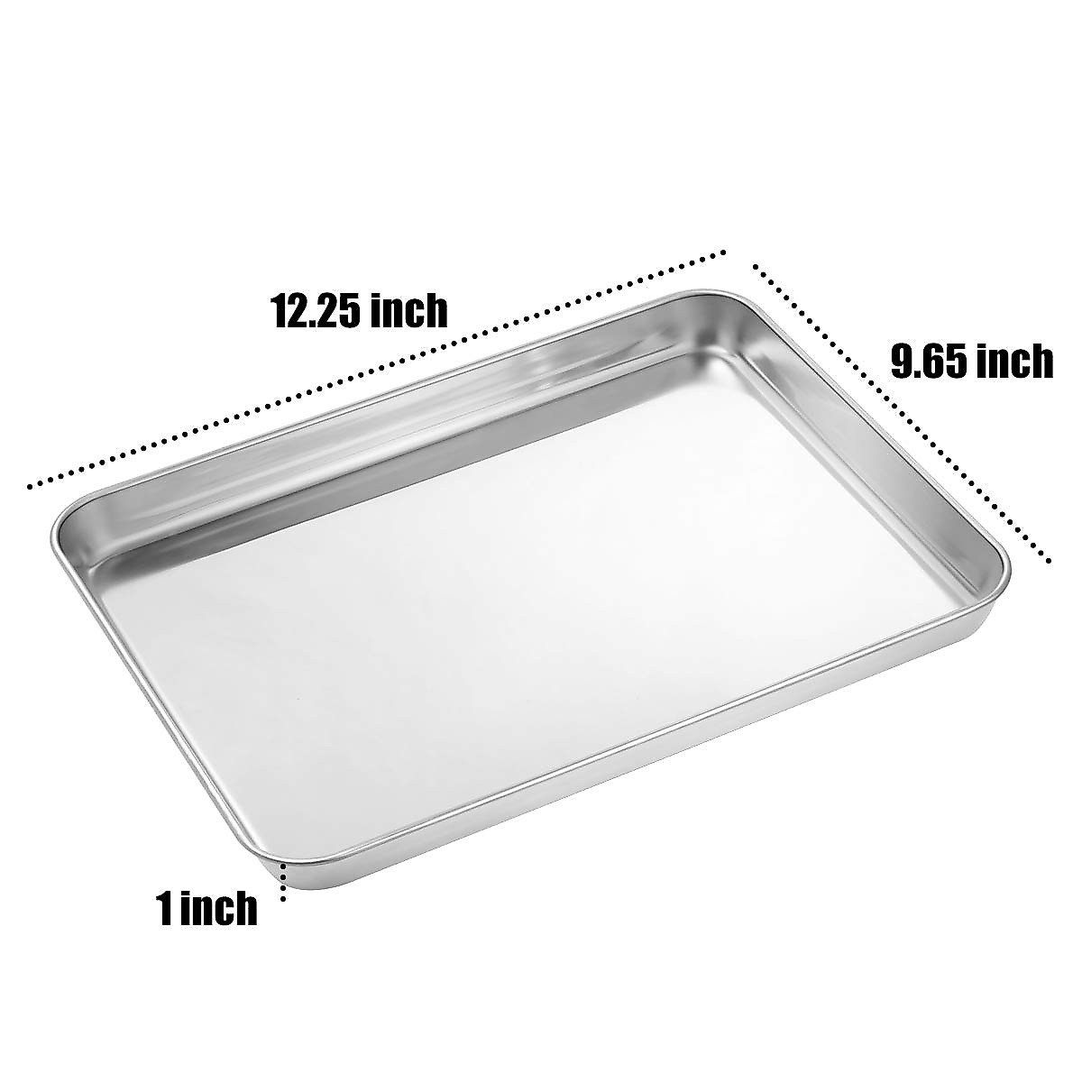 Baking Sheet Set of 2, Stainless Steel Baking Pans for Toaster Oven, Footek Cookie Baking Sheet 12.5L×10W×1H inch, Healthy & Superior Mirror Finish, Dishwasher Safe Baking Sheets