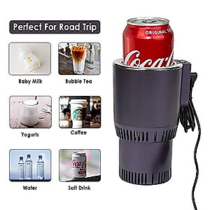 2-in-1 Smart Car Cup Warmer Cooler, Auto Car Cooling and Heating Cup Mug Holder with LED Temperature Display, Touch Control, Keep Beverage Cool and Warm Fits in Commuter Road Tripper
