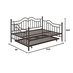 DHP Tokyo Daybed and Trundle with Metal Frame, Full Over Twin Size, Brushed Bronze