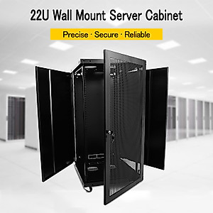 RAISING ELECTRONICS 22U Wall Mount Network WiFi Server Cabinet Rack Enclosure Ventilated Door Lock 22.75inch Depth