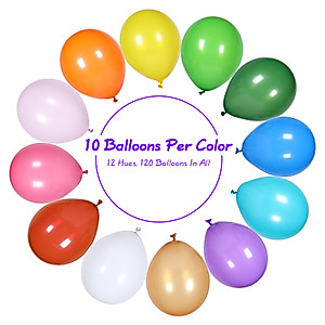 YALLOVE Latex Balloon Assorted Color, Set of 120, 12 Inch for Helium or Air Use, Thickened Balloons for Baby Shower Birthday Grad Party Arch Stand Decorations
