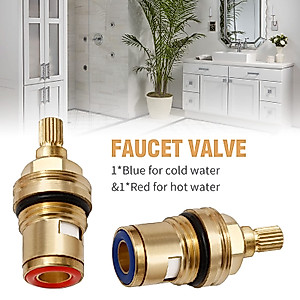 Saihisday Ceramic Stem G1/2" Ceramic Disc Cartridge Hot and Cold Stem for Standard Faucets Bathroom Kitchen, Lead Free