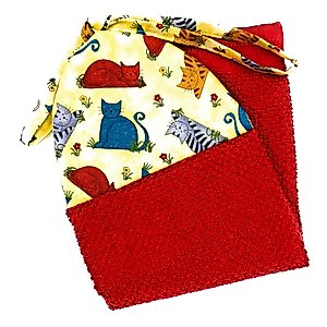 Happy Colorful Tossed Cats Kittens Ties On Stays Put Kitchen Bathroom Hanging Loop Hand Dish Towel Gift for Cat Kitten Lovers She Who Sews Towels