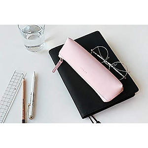 Doraking Pencil Bag Pen Case Cosmetic Makeup Bag Pen Pencil Stationery Pouch Bag Case/PU Leather Small Pencil Pouch Students Stationery Pouch Zipper Bag for Pens, Pencils, Markers (Pink)