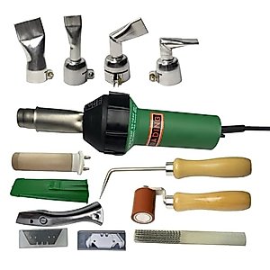 110V 1600W Plastic Welding Gun Hot Air Heat Gun Adjustable Temperature PVC TPO Welding Kit Accessories Speed Nozzle Roller Dolphin Knife Hook