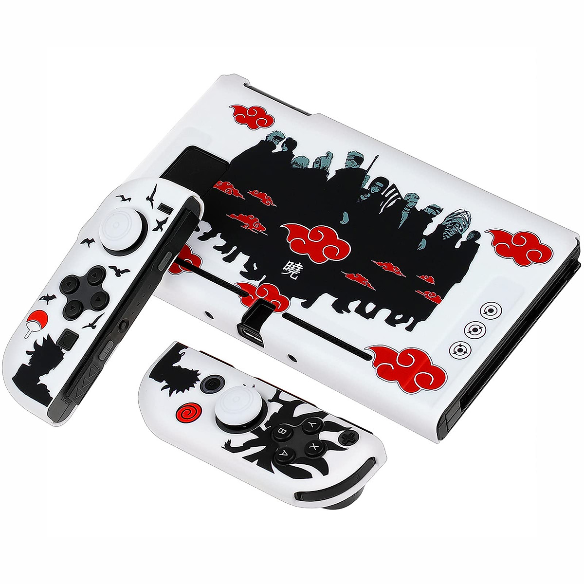 Dockable Protective Case Compatible with Switch, Hard Shell Case Cover for Switch and Joy-Con Controllers with 4 Thumb Grips (Cartoon)