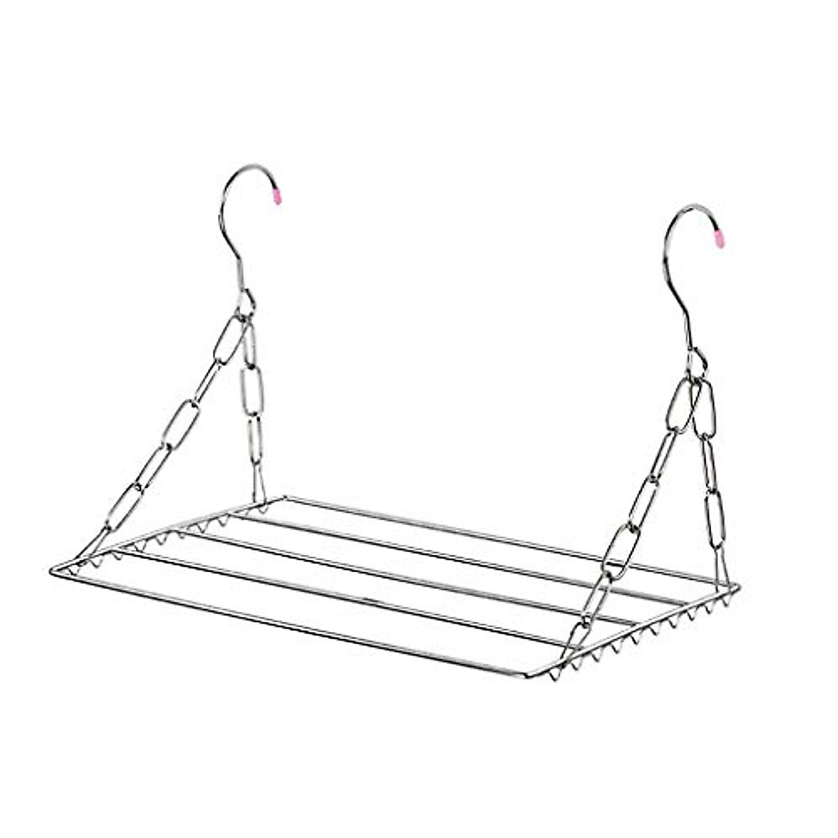 Beerty Foldable Shoes Drying Rack with 36/100 Hooks Clips Stainless Steel Clothes Airer Hanger Rack for Home and Outdoor