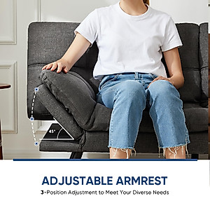 DUMOS Sleeper Futon Sofa Couch Bed, Memory Foam Couch, Convertible Living Room Couch, Apartment, Studio, Office, Meeting Room, Light Grey