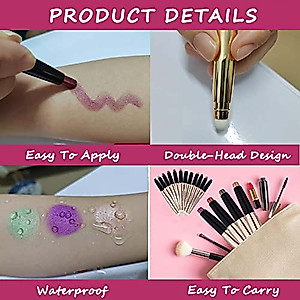 2 in 1 eyeshadow stick and Sponge Makeup Brush, Smooth Cream Shimmer Shadow Pencil Long Lasting Waterproof Eye Shadow Highlighter Stick Makeup, Hypoallergenic Highlighter Multi-Dimensional eyes Look