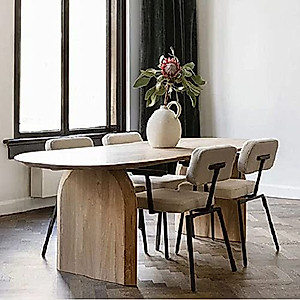 BAYCHEER Modern Solid Wood Top Oval Dinette Table Wood Base Dining Table for Living Room - Natural Wood 63" L x 27.6" W x 29.5" H (Table Only)