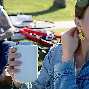 Fellow 16 oz Carter Wide Travel Mug - Wide Mouth Vacuum-Insulated Stainless Steel - Tea and Coffee Tumbler - Travel Coffee Mug with Ceramic Interior - Matte White