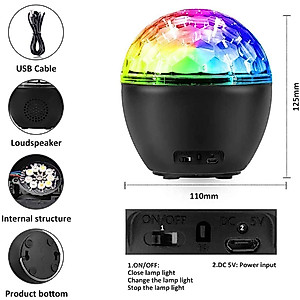 Disco Ball Light Portable Bluetooth DJ Strobe Lights with Remote Control Sound Activated Party Lights for Dance Parties Birthdays Room Decoration Lights X’mas (Classic)