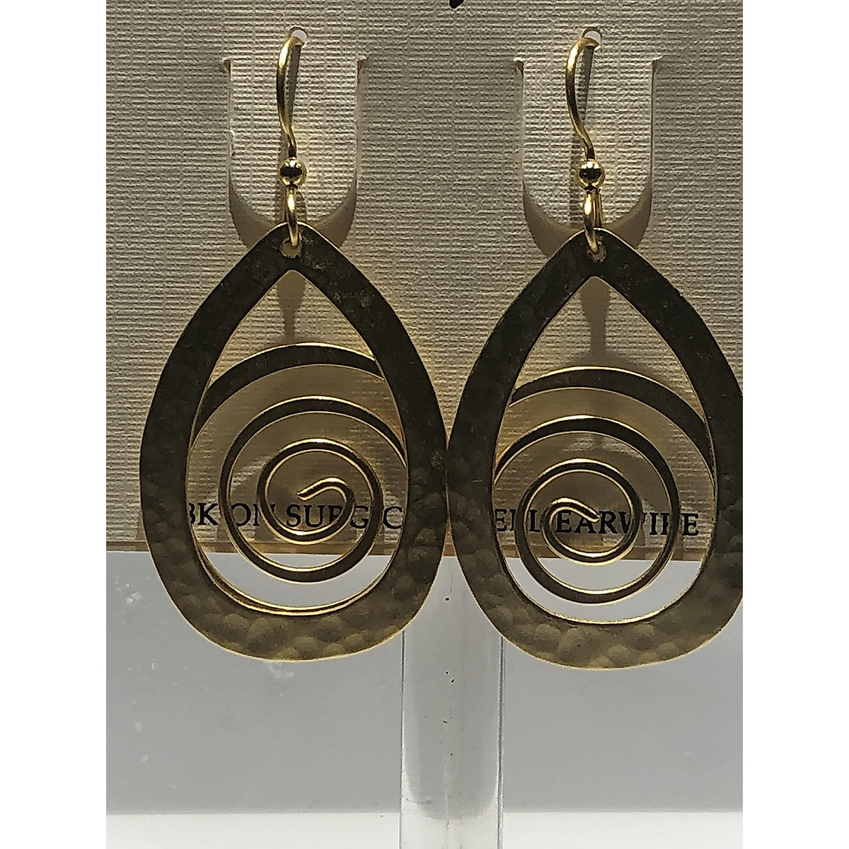 Silver Forest Shiny Gold Plated Hammered Tear with Coil. NE-1627A