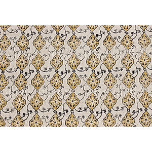 CASAVANI Collection Rectangular Rug - 5x7 Ft Musterd Yellow Cotton Dhurrie Floral Kilim Rug Indoor Outdoor Use Carpet Flatweave Rug High Traffic Area in Bedroom Dining Room Living Room