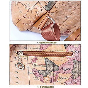 Faux Leather Vintage Novelty World Map Backpack Travel Lacing Bag Hot 03
