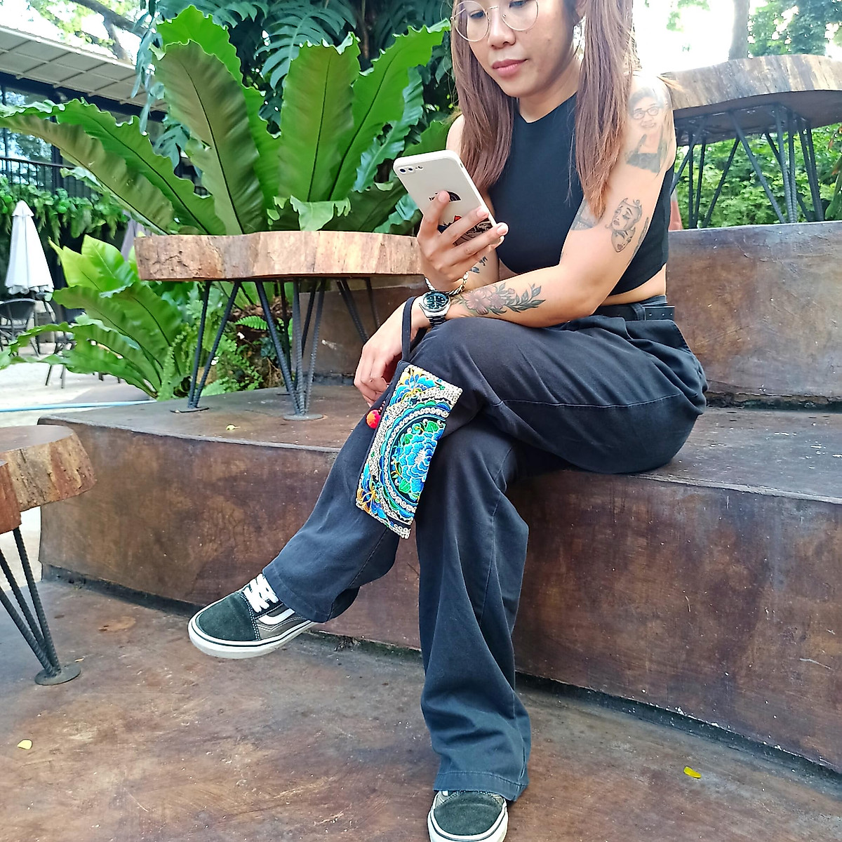 Sabai Jai - Smartphone Wristlet Bag - Handmade Embroidered Boho Clutch Wallets Purses