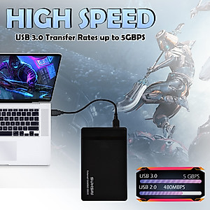 Suhsai External Hard Disk for Gaming, USB 3.0 Portable HDD Storage & Backup Drive for Laptop, Desktop, Playstation Xbox Game - Suitable with Windows, Mac, Game Console, PS4, PS5 (320GB - Black)