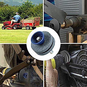 【2021 New】 Universal Wear Resistant Lawn Mower Blade Sharpener, Quality Double Layer Corundum Lawn Mower Blade Sharpener for Any Power Drill Hand Drill, Double-Layer Grindstone Not Easy Damage-(Gray)