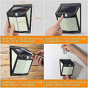 LIERONT Solar Outdoor Lights 4 Pack Motion Sensor Outdoor Light IP65 Waterproof Solar Security Light 238 LED with 3 Lighting Modes Solar Powered Light for Garden Garage