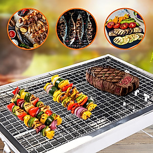 Zorestar Portable Folding Charcoal Grill, Premium Stainless Steel Outdoor BBQ for Camping, Picnics, Backyard Barbecues, Easy Setup, Storage, Ventilation Design, Sturdy & Compact for Travel