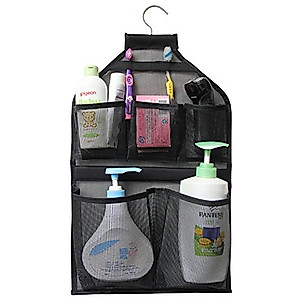MISSLO Bathroom Shower Organizer Mesh Hanging Shower Caddy with Rotatable Hanger (Black)