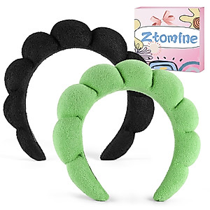 Ztomine 2 Count Hairband, Set of 2 - Thick, Soft, Plush, Absorbent Terry Cloth Spa Headbands for Washing Face or Facial - Puffy Makeup Headbands for Face Washing, Mask, Skin Treatment