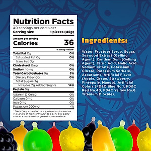 Funtasty Fruit Squeezable Jellies - 40 Count Jar - Tik Tok Candy - Assorted Flavors