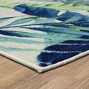 Mohawk Home Scattered Fronds Casual Tropical Ivory 5' x 8' Area Rug Perfect for Kitchen, Living Room, Dining Room
