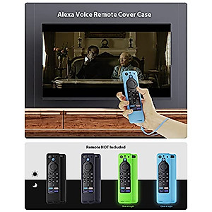 Fire TV Stick Remote Cover [2 Pack] 2021 Release, Latest Alexa Voice Remote Case, Stouchi Firestick Remote Cover Silicone Protective Sleeves with Lanyard (Green & Sky Blue)