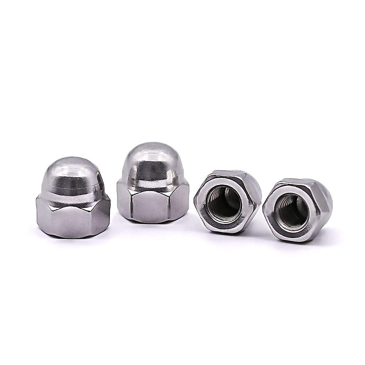 1/4-20 Stainless Steel Acorn Cap Hex Lock Nuts, Bright Finish, 304 Stainless Steel 18-8, 30 PCS