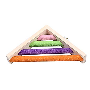 balacoo Bird Perch Platform Wooden Parrot Stand Birdcage Corner Playground Colorful Right Angle Perches for Parakeet Cockatiel Guniea Pig Small Animals Random Color