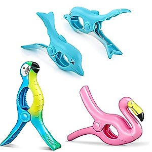Nerjan 6PCS Beach Towel Clips Outdoor Fashion Style Flamingo Towel Holders for Pool Chairs or Fence During Your Cruise-Jumbo Size to Keep Your Cloth or Towel from Blowing.