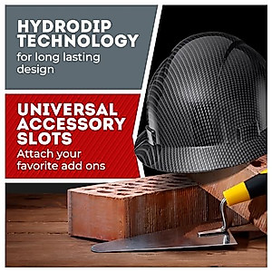 Acerpal Full Brim Non-Vented Classic Black Carbon Fiber Design Gloss Finish OSHA Hard Hat with 6-Point Suspension