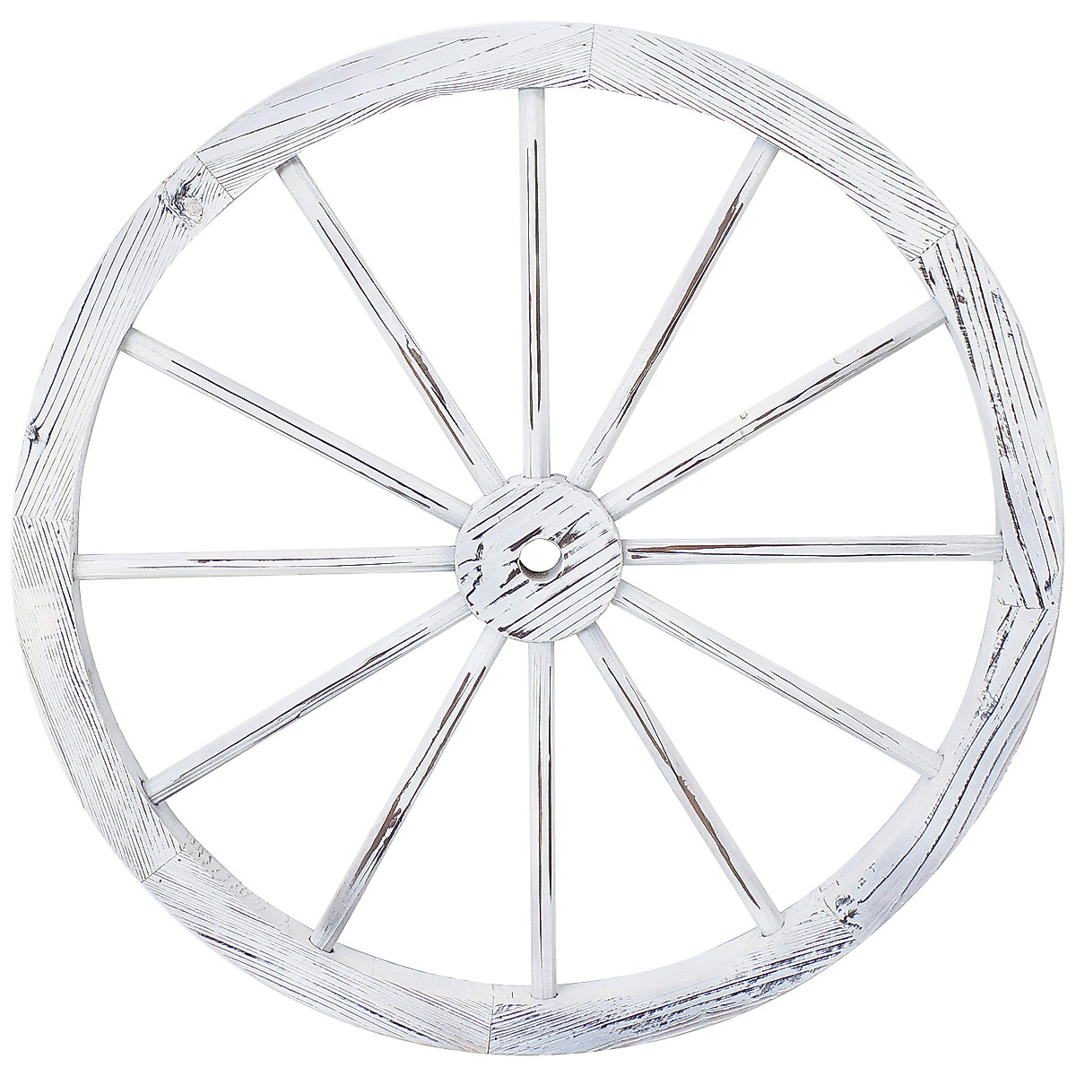 Sunnydaze 29-Inch Decorative Fir Wood Wagon Wheel - Rustic Western Indoor and Outdoor Decor - White - Set of 2