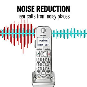 Panasonic Link2Cell Bluetooth Cordless DECT 6.0 Expandable Phone System with Answering Machine and Enhanced Noise Reduction - 5 Handsets - KX-TGE475S (Silver)