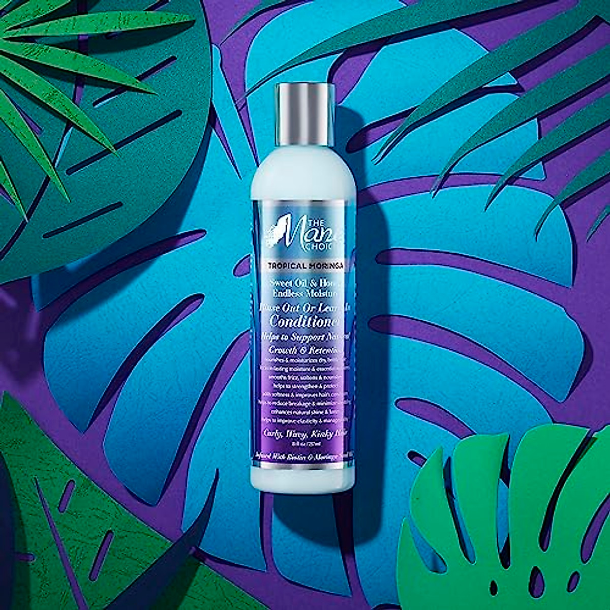 The Mane Choice Tropical Moringa Sweet Oil & Honey Endless Moisture Rinse Out or Leave In Conditioner, Detangles, Softens & Nourishes Dry, Brittle Hair, Helps Reduce Breakage & Smooth Frizz, 8 Oz