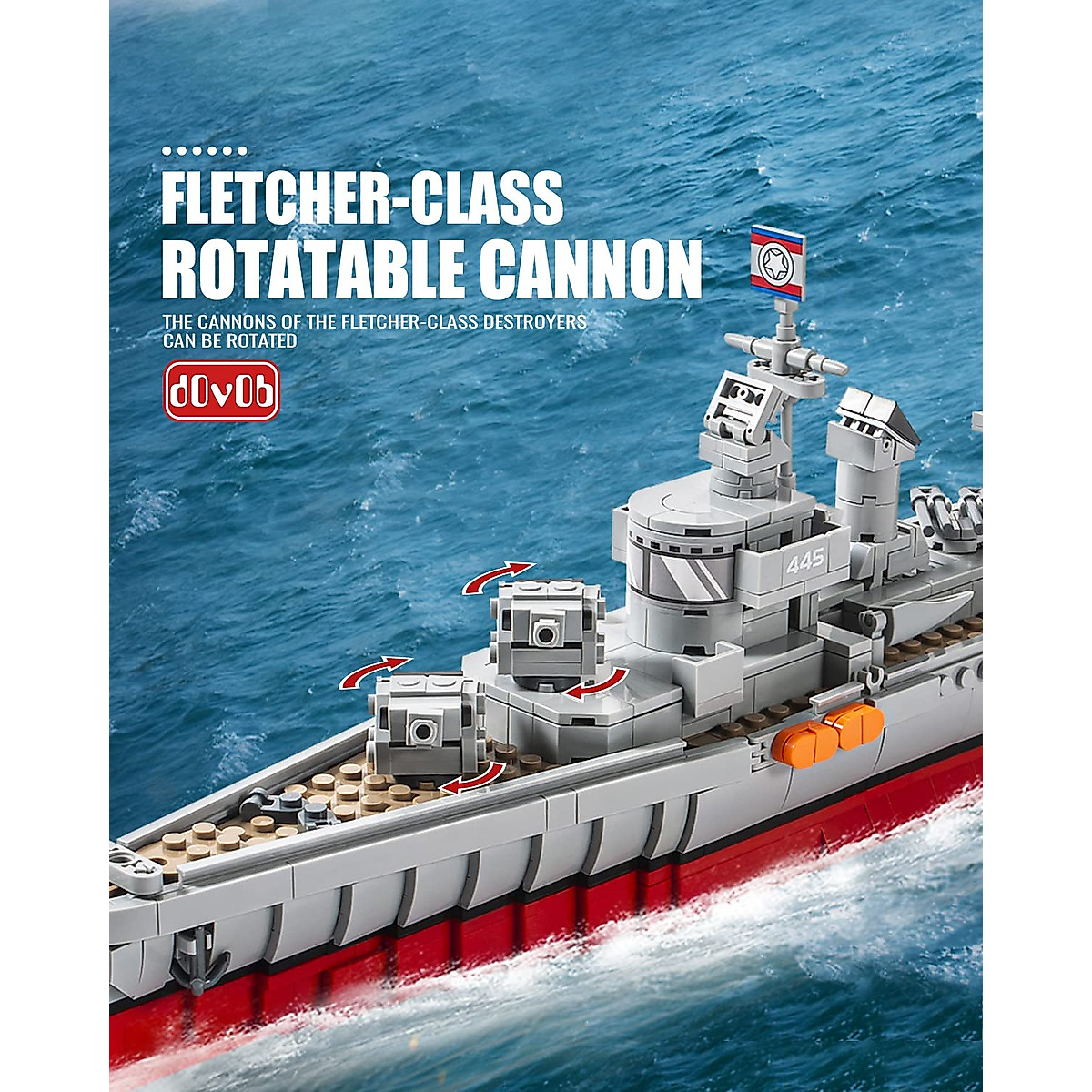 dOvOb Military Fletcher-class Destroyer Model Building Blocks Kit, 1338 Pieces Bricks, STEM Toys for Kits or Adult