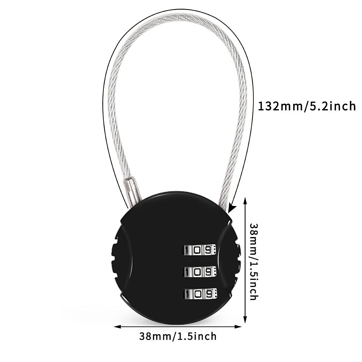 3 Pack Small Combination Lock, 3 Digit Luggage Locks Locker Lock, Resettable Digit Padlock for Gym, Luggage, Outdoor Fence, Case(Black, Silver, Blue)