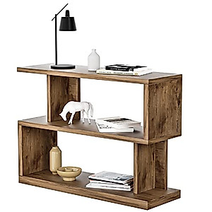 Tmtourh 35.4" Console Table Sofa Side Table, 3 Tier TV Stand Console Table Sturdy End Table Coffee Table Entryway Table Accent Table for Living Room, Bedroom, Hallway -Rustic Brown