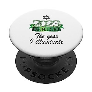2023 Bar Mitzvah Quote Festive White Green Decor PopSockets Standard PopGrip