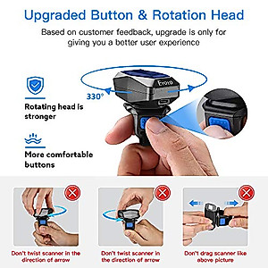Upgraded Eyoyo 2D Ring Barcode Scanner Bluetooth, USB Wired & 2.4G Wireless & Bluetooth Mini Wearable Bar code Scanner, 1D 2D QR Image Barcode Reader PDF417 Data Matrix for iPhone, Andriod, Tablet, PC