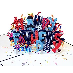 Pop Up Fathers Day Card, 3D Happy Fathers Day Birthday Card For Father Husband Grandfather Anyone All Occasion, Tarjeta Del Dia Del Padre - Includes Envelope and Removable Note Tag ( Size 6x8 in – Happy Father’s Day)