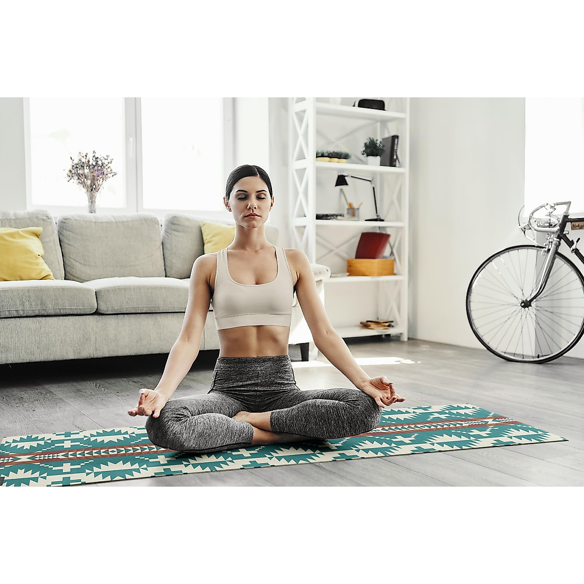 Yune Yoga Pendleton Print Yoga Mat, Non Slip Exercise & Fitness Mat For Yoga, Pilates & Floor Exercises Grippy and Thick Mat