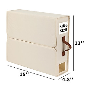 BettMorrow 6 Pack Bed Sheet Organizers and Storage (Queen & King Size) Sheet Organizers for Linen Closet Under bed Storage Sheets Set Organizers with Handle Window Foldable Bedding Storage Box Beige